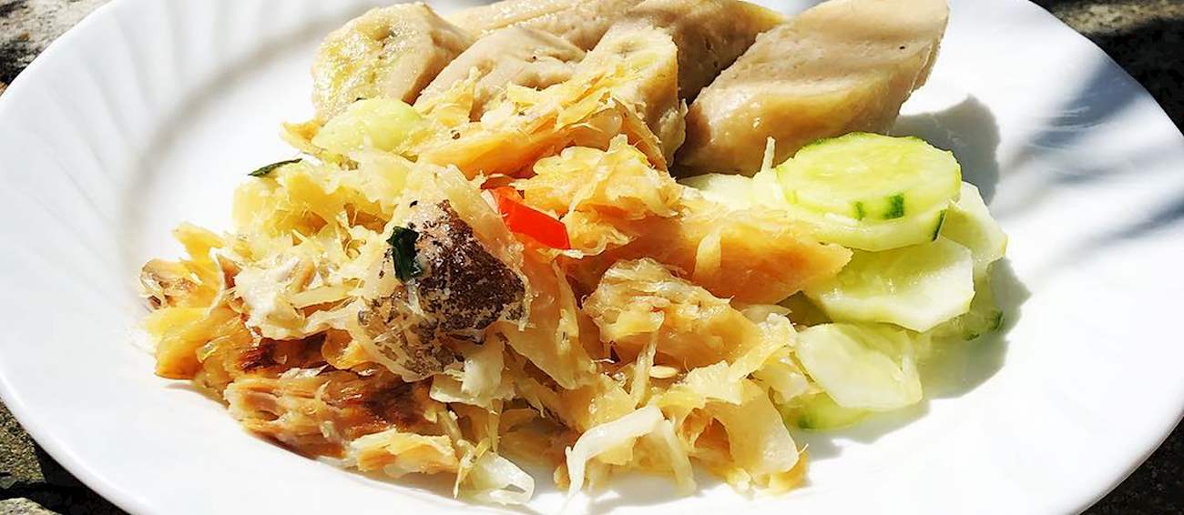 Green Fig And Saltfish | Traditional Saltwater Fish Dish From Saint ...