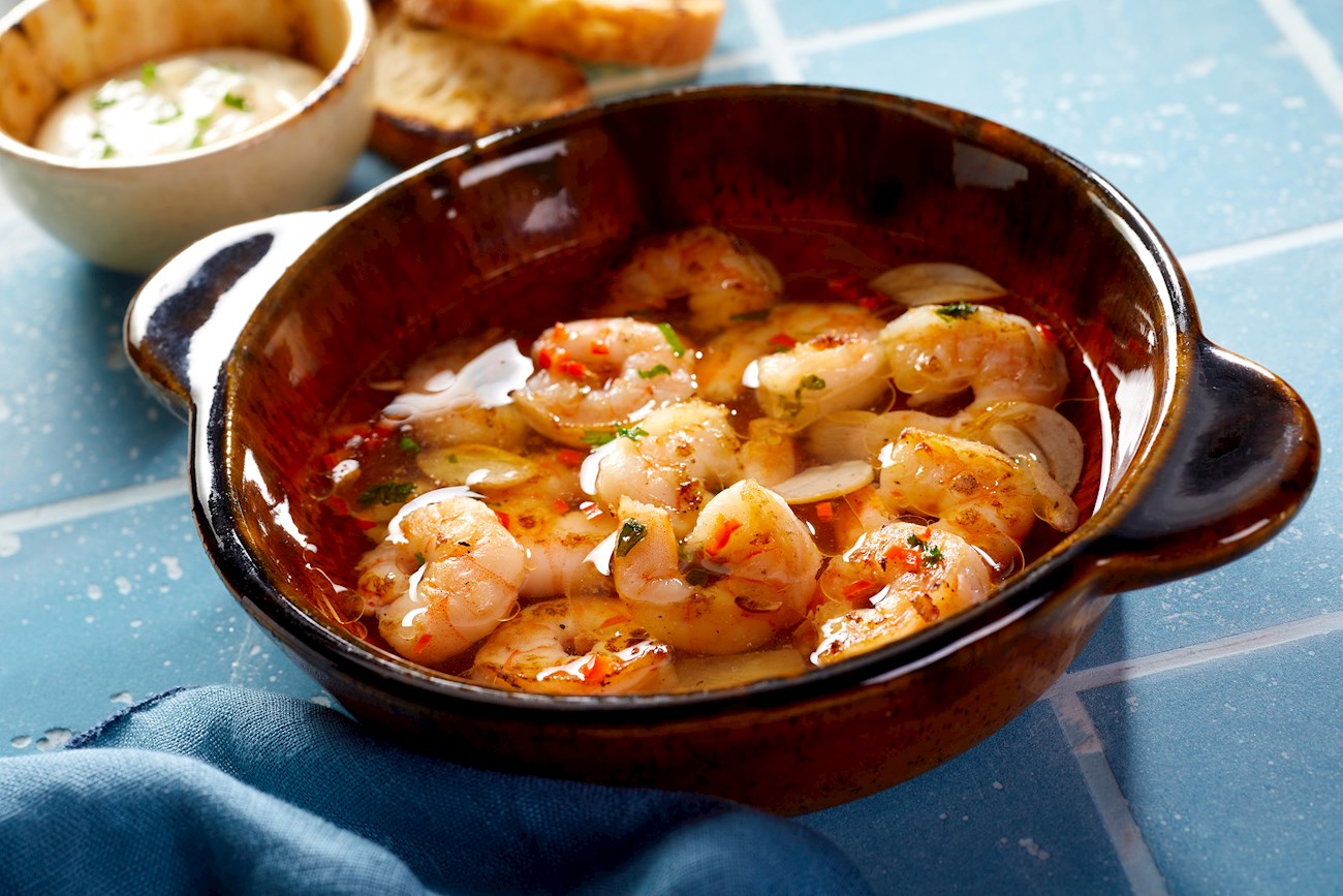 Gambas al Ajillo | Traditional Shrimp/Prawn Dish From Spain, Western Europe