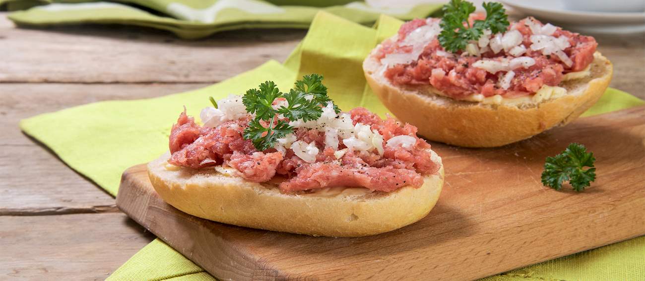 Mettbrötchen | Traditional Sandwich From Germany, Central Europe