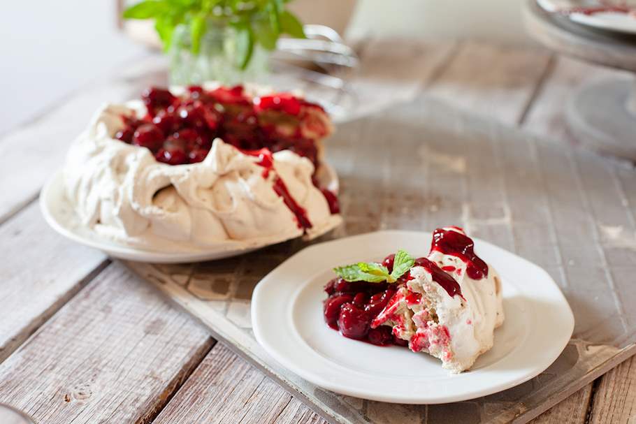Raspberry And Cherry Pavlova Authentic Recipe | TasteAtlas